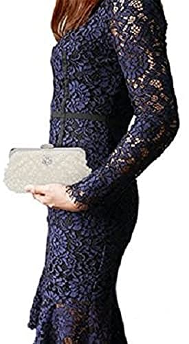 LIFEWISH Womens Pearl Evening bag Cascading Bead Rhinestone Fancy clutch purses