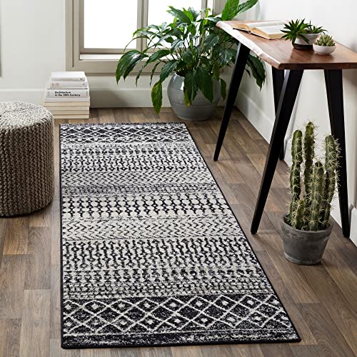 Artistic Weavers Chester Boho Moroccan Runner Area Rug,2'7" x 18',Black