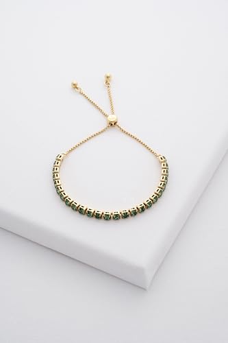 Ted Baker London Melrah Icon Crystal Slider Adjustable Tennis Bracelet for Women (Gold Tone/Erinite Crystal)