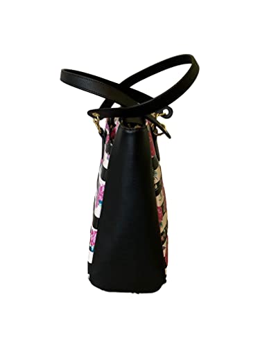 Luv Betsey By Betsey Johnson Lbbrianne Striped Floral Black Trimmed Exterior Front Snap Pocket Shoulder Bag