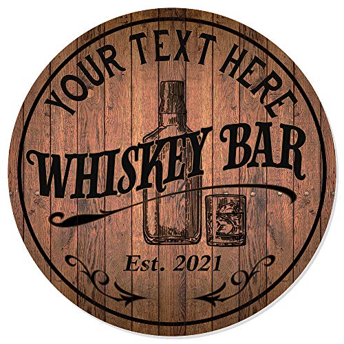 Personalized Whiskey Bar Sign 10" 14" 18" Round Wood Sign Bourbon Bar Accessories Bar Decor Gift B3-00140051001