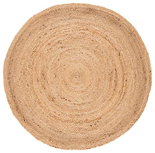 SAFAVIEH Natural Fiber Round Collection 9' Round Natural NFB310A Handmade Boho Braided Jute Area Rug