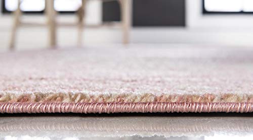 Rugs.com Dover Collection Rug – 3 Ft Round Pink Low-Pile Rug Perfect for Kitchens, Dining Rooms