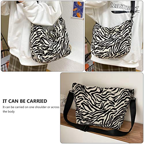 Amosfun Zebra Print Tote Bag Single-Shoulder Bag Umbrella Purse Phone Storage Shoulder Bag for Women Girls