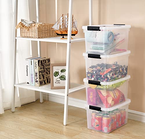 JUJIAJIA Clear Storage Latch Box 16 Quart, Plastic Box/Bin with Lid and Handles, 4-Pack