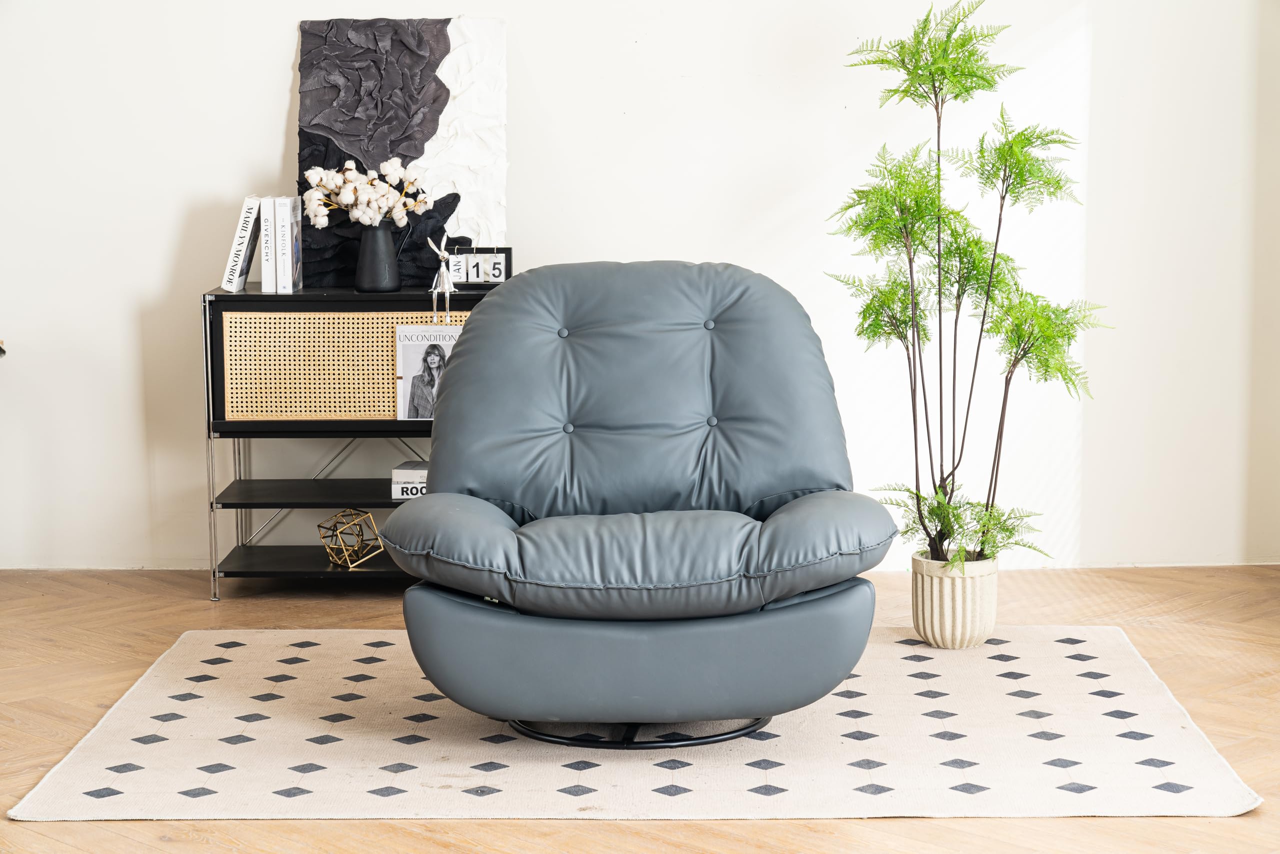 Tiokop Power Lift Recliner Swivel Oversized High-Density Sponge Sofa Glider Rocker Comfy Rocking Chair with USB Charger,Bluetooth Music Player,Cellphone Holder and Footrest for Home Office(Grey)