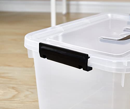 JUJIAJIA Clear Storage Latch Box 16 Quart, Plastic Box/Bin with Lid and Handles, 4-Pack