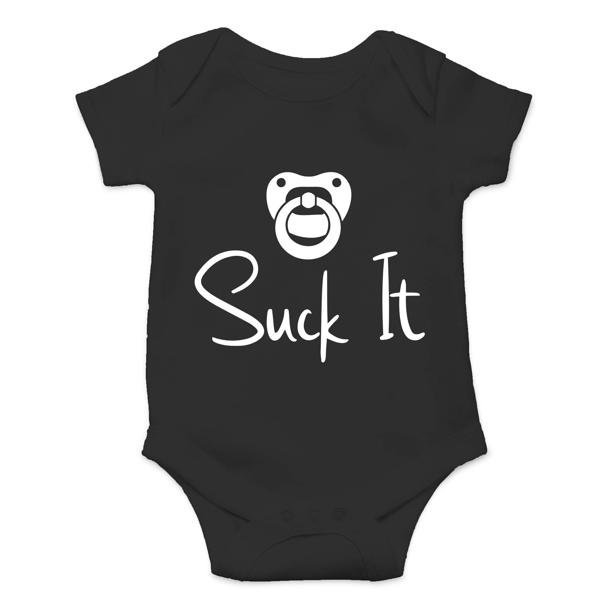 CBTwear Suck It - Funny Newborn Pacifier Punk Gift Idea - Cute Infant One-Piece Baby Bodysuit (Newborn, Black)