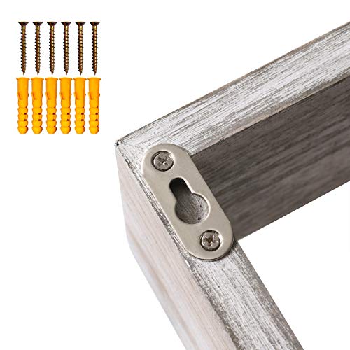KMwares Set of 3 (12β/10β/8β) Rustic White Grey Paulownia Wood Square/Cube Farmhouse Floating Shelves Wall Mounted Storage/Bookshelf/Shadow Wall Boxes - Decoration for the Living Room, Bedroom, Office