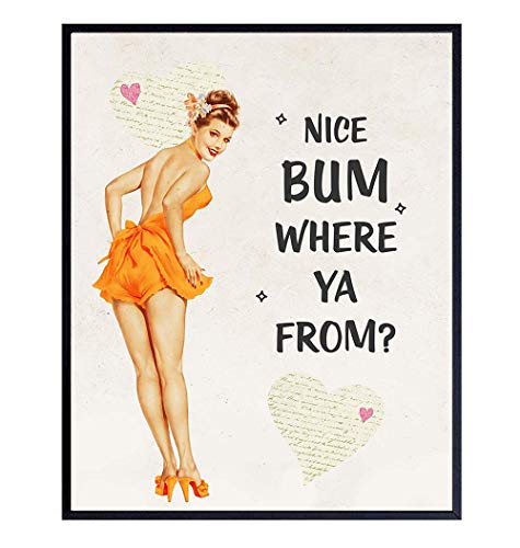 Cute Retro Bathroom Wall Decor Pinup Print - Funny 1950s Vintage 8x10 Wall Art Poster for Bath, Powder Room - Great Unique Humorous Gift for Women - UNFRAMED Picture Decoration - Peach