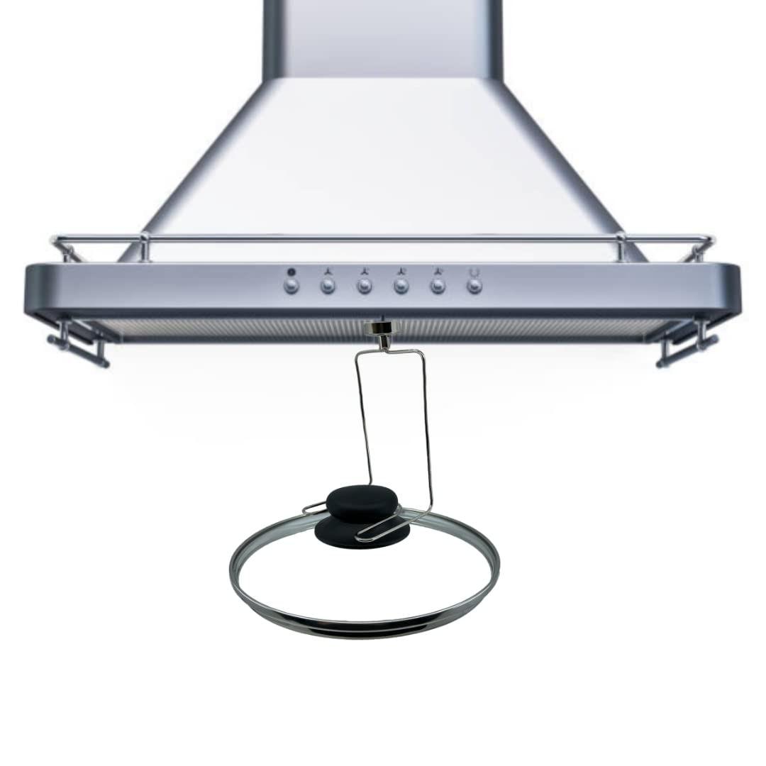 Hood Vent Magnetic Pot Lid Holder Organizer - Keep Kitchen Counter Clean with Heavy Duty Hook Lid Holders and Spoon Rests for Use While Cooking; Stove Stand for Lids | Unique Kitchen Gadgets