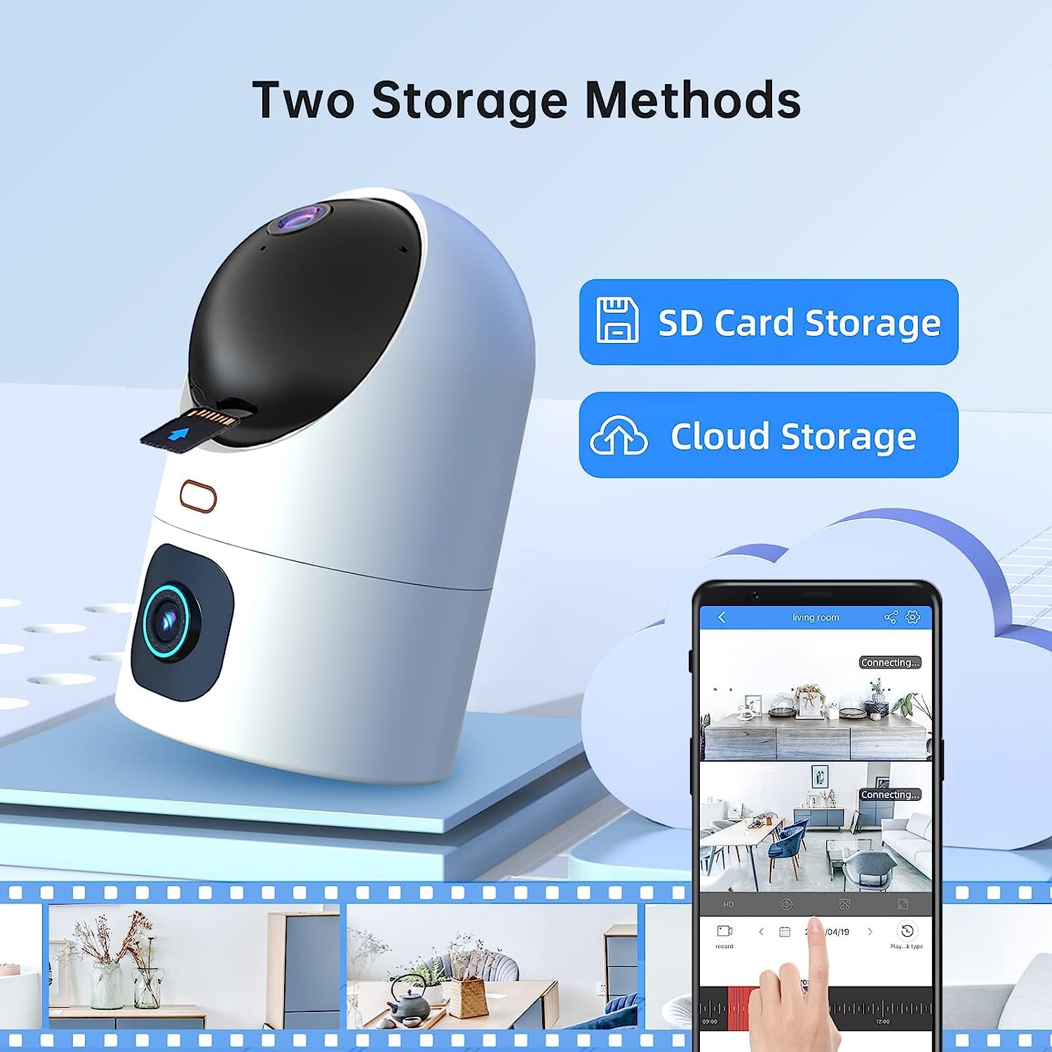 JOOAN 5G/2.4G Dual Lens Security Camera Indoor 2Kx2 PTZ Cameras for Home Security WiFi Surveillance Camera Baby Pet One Touch Call Color Night Cloud SD Card Storage 2 Way Audio Motion Detection Alert