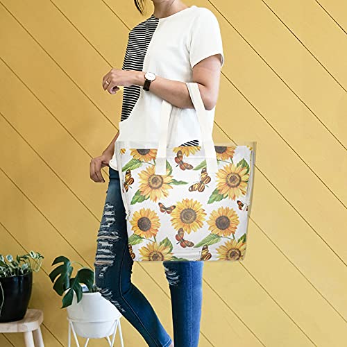 Sunflower Butterfly Clear Tote Bag, Women Shoulder Bag Double Transparent Bags Handbag for Work, School, Shopping, Travel, Beach (21160099)