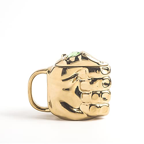 Zak Designs Marvel Thanos Unique 3D Sculpted Ceramic Coffee Mug, Collectible Keepsake Tea Mug for Hot Drinks (15 oz, Non BPA, Thanos Infinity Gauntlet)