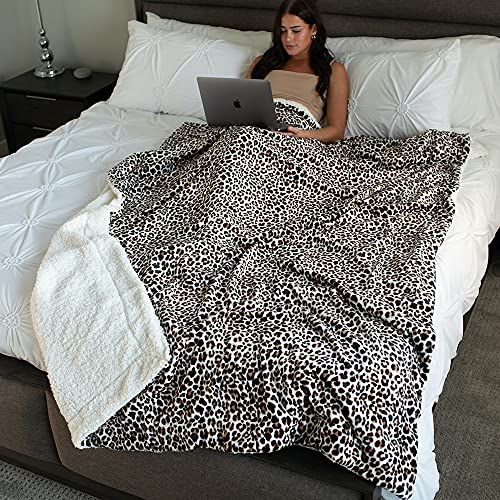 GRACED SOFT LUXURIES Throw Blanket Sherpa Fleece Minky Microfiber Reversible Soft Throw (Leopard, XL Throw 60" x 80")