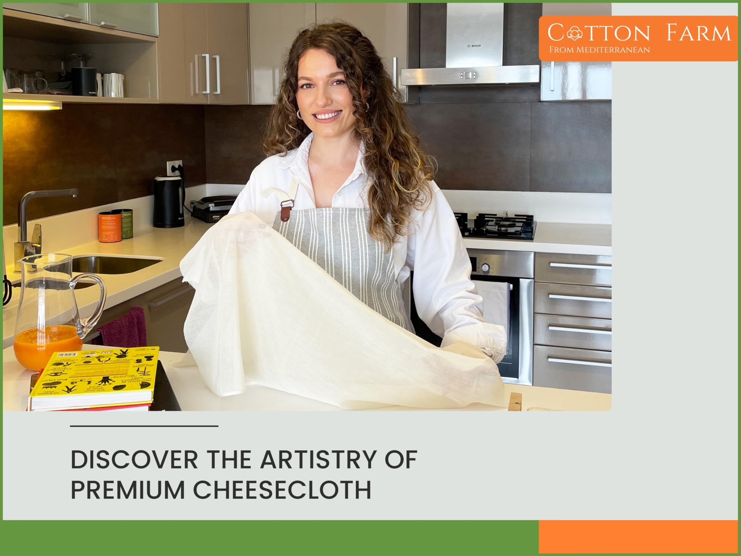 Cotton Farm Cheese Cloths, Grade 100 – 20x20 inch Hemmed, Unbleached, 100% Cotton, Ultra Fine Reusable Muslin Cheesecloth for Straining, Cooking, Baking,