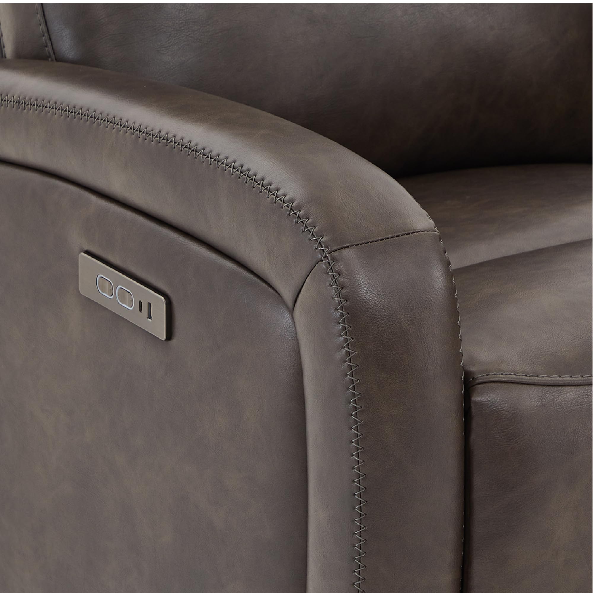 Watson & Whitely Recliner Chair, Zero Wall Reclining Sofa Chair W Power Headrest Type-C Charger, Small Faux Leather RV Recliners Home Theater Seating for Living Room, Chocolate