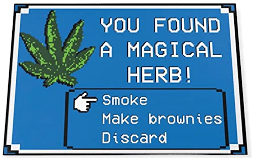 You Found A Magical Herb 3x2 Feet Funny Area Rug Indoor Welcome Mat Doormat 420 Friendly Magic Weed RPG Pixel Art 8 Bit Retro Gamer Accent Rug