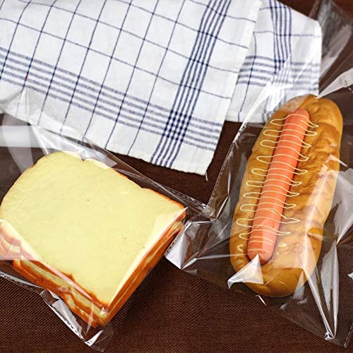 VIGUEUR Clear Cellophane Bags - 100PCS 6" x 9" Clear Treat Bags with Ties for Bakery, Cookies, Candies,Dessert