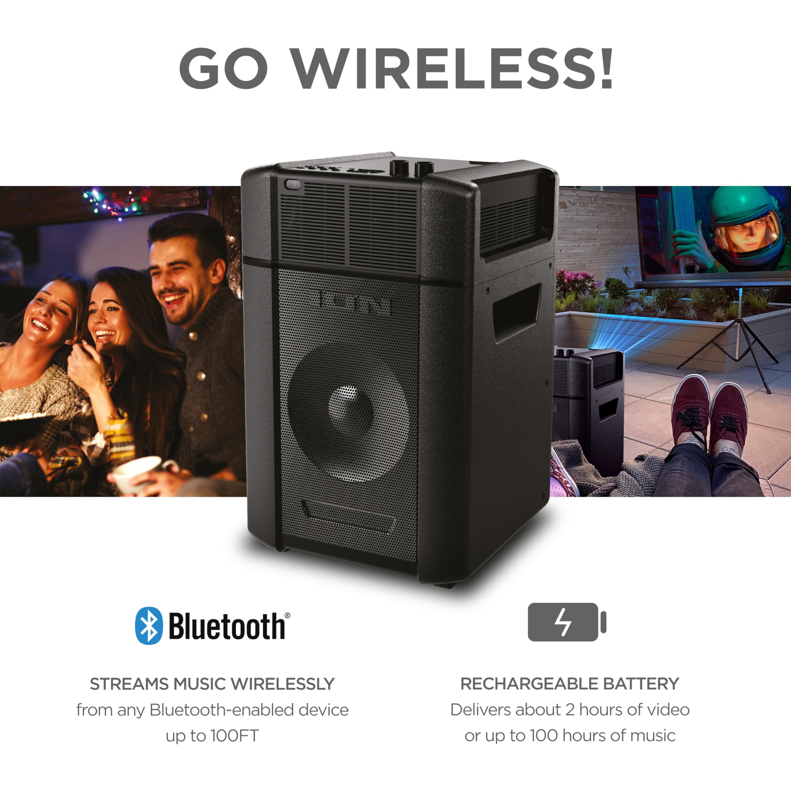 Ion Projector Deluxe Speaker Battery/AC Powered Indoor/Outdoor Projector