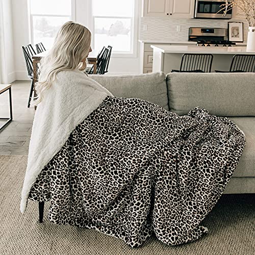 GRACED SOFT LUXURIES Throw Blanket Sherpa Fleece Minky Microfiber Reversible Soft Throw (Leopard, XL Throw 60" x 80")