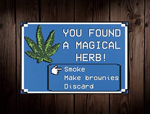 You Found A Magical Herb 3x2 Feet Funny Area Rug Indoor Welcome Mat Doormat 420 Friendly Magic Weed RPG Pixel Art 8 Bit Retro Gamer Accent Rug