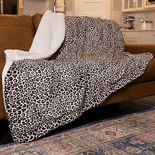 GRACED SOFT LUXURIES Throw Blanket Sherpa Fleece Minky Microfiber Reversible Soft Throw (Leopard, XL Throw 60" x 80")