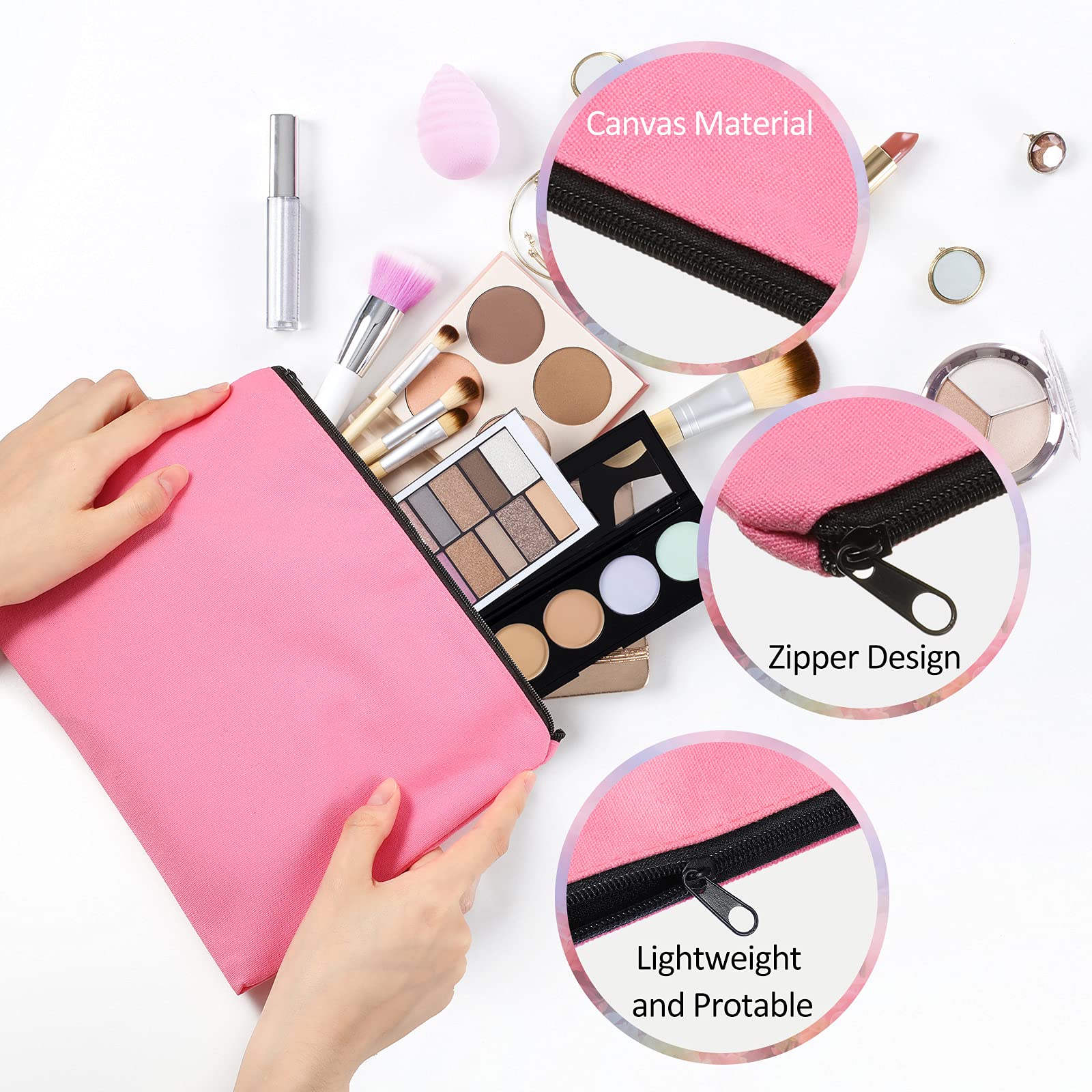 30 Pieces Canvas Makeup Bag Canvas Zipper Pouch Canvas Makeup Bags Bulk Canvas Cosmetic Bags Cosmetic Bags Bulk Multipurpose for Classroom School Office DIY Supplies,15 Colors (23.5 x 17.5 cm)