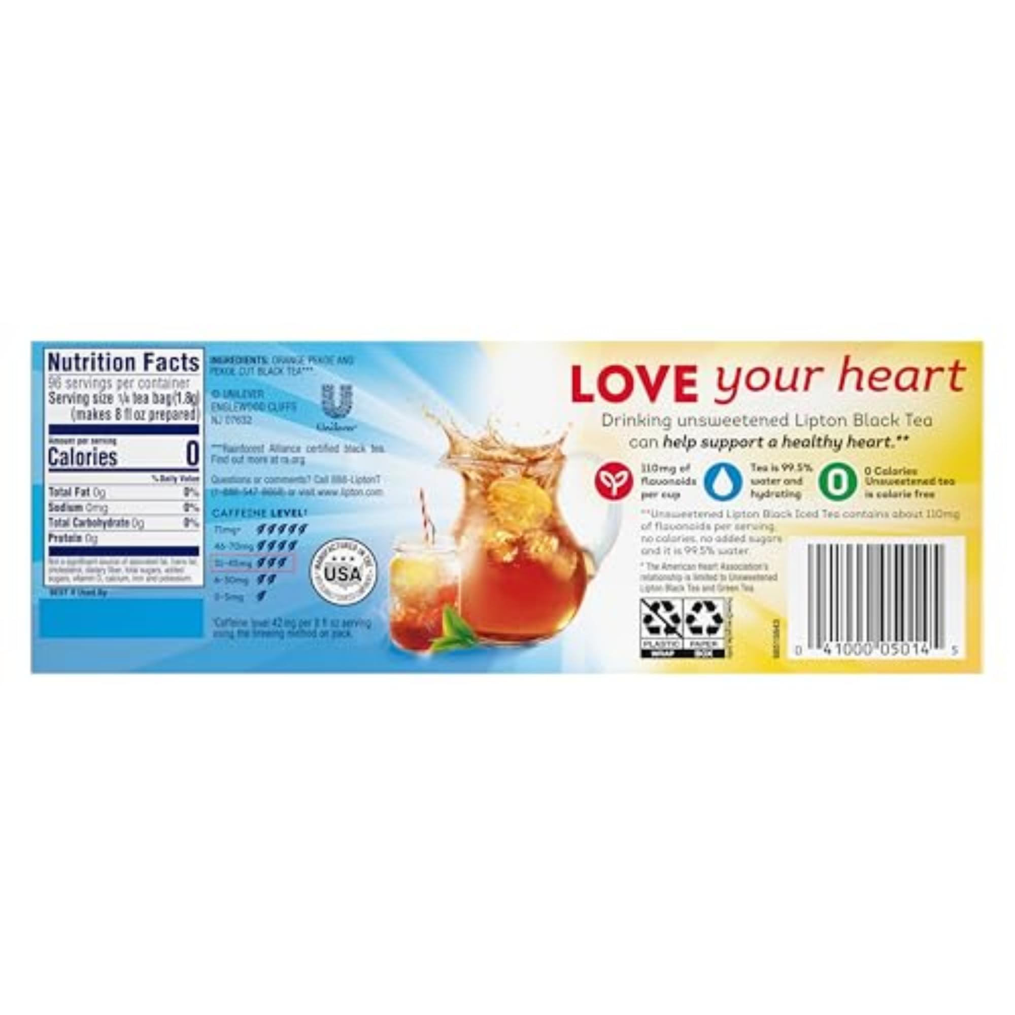 Lipton Cold Brew Family Black Iced Tea Unsweetened Decaffeinated Tea Bags, 22 Count (Pack of 3)