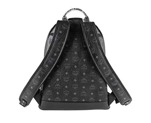 MCM Unisex Black Coated Canvas Studded Medium Backpack MMK8AVE55BK001