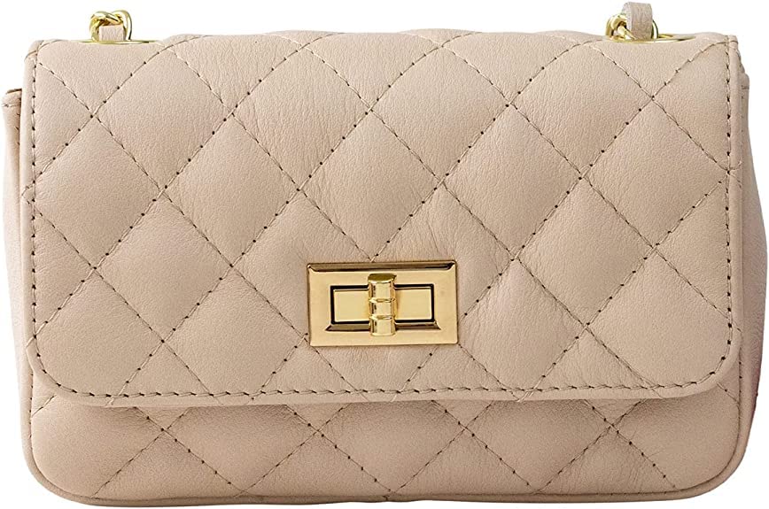 MamaMilano Women's Italian Handmade Genuine Leather Cleo Shoulder Bag/Purse/HandBag/Totebag With Beautiful Shoulder Strap (22 x 5 x 13 cm) - Beige