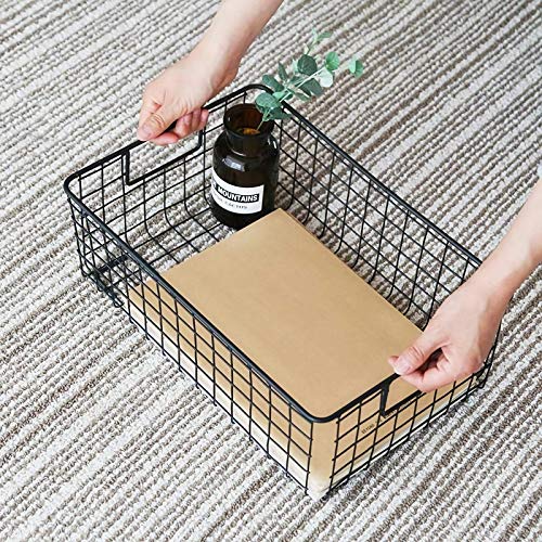 Kingrol 2 Pack Wire Storage Baskets with Handles, Metal Organizer Basket Bins for Home, Office, Nursery, Laundry Shelves Organizer