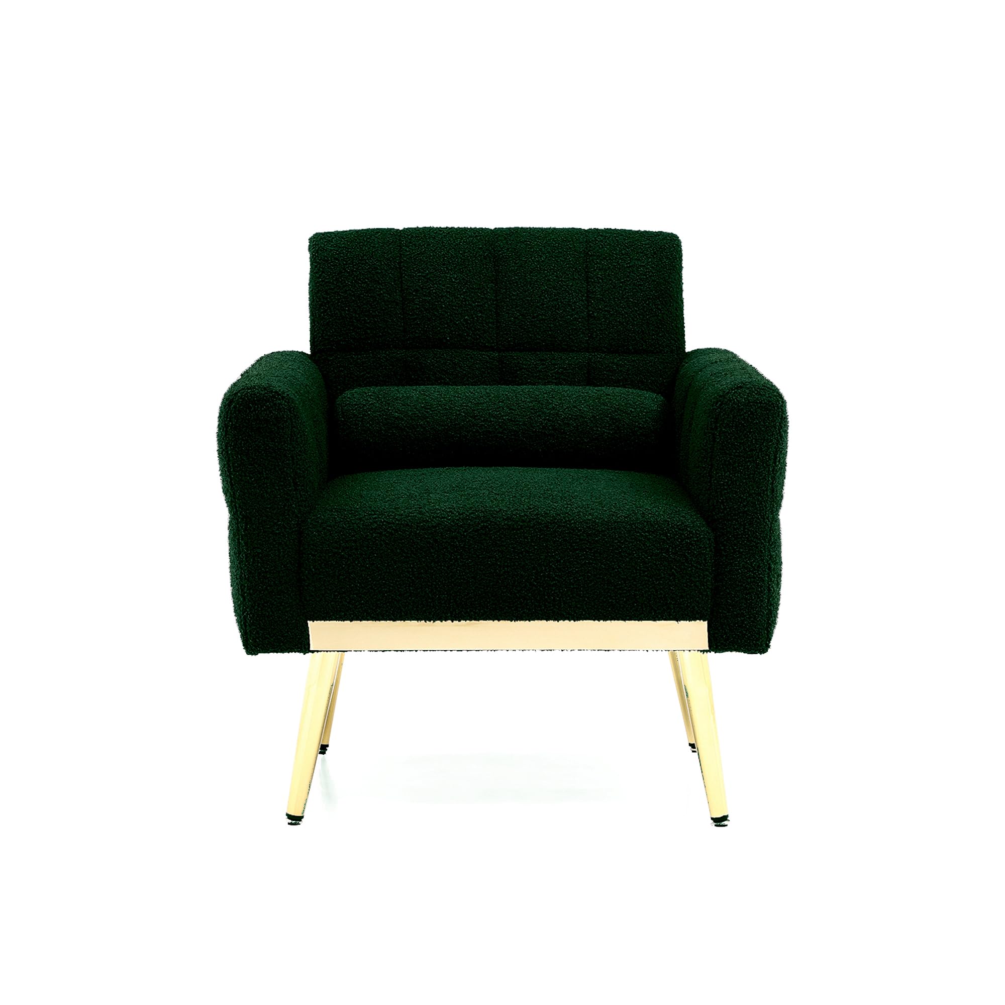 Tiophome Teddy Accent Modern Side Gold Legs & Waist Pillow, Single Sofa Couch Armchair Reading Chairs for Living Waiting Room Bedroom Green
