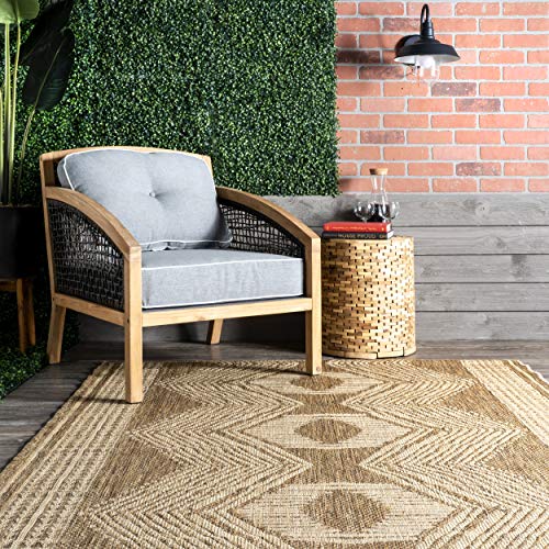 nuLOOM Ranya Tribal Indoor/Outdoor Area Rug, 6' 7" x 9', Light Brown