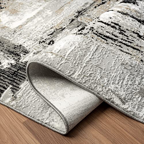 LUXE WEAVERS Camellia Collection 1660 Grey 9x12 Distressed Abstract Area Rug