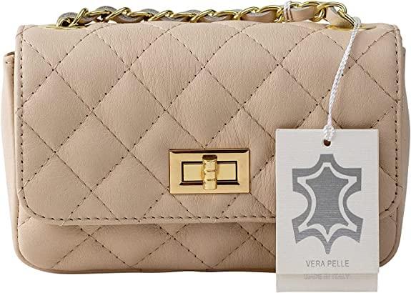 MamaMilano Women's Italian Handmade Genuine Leather Cleo Shoulder Bag/Purse/HandBag/Totebag With Beautiful Shoulder Strap (22 x 5 x 13 cm) - Beige