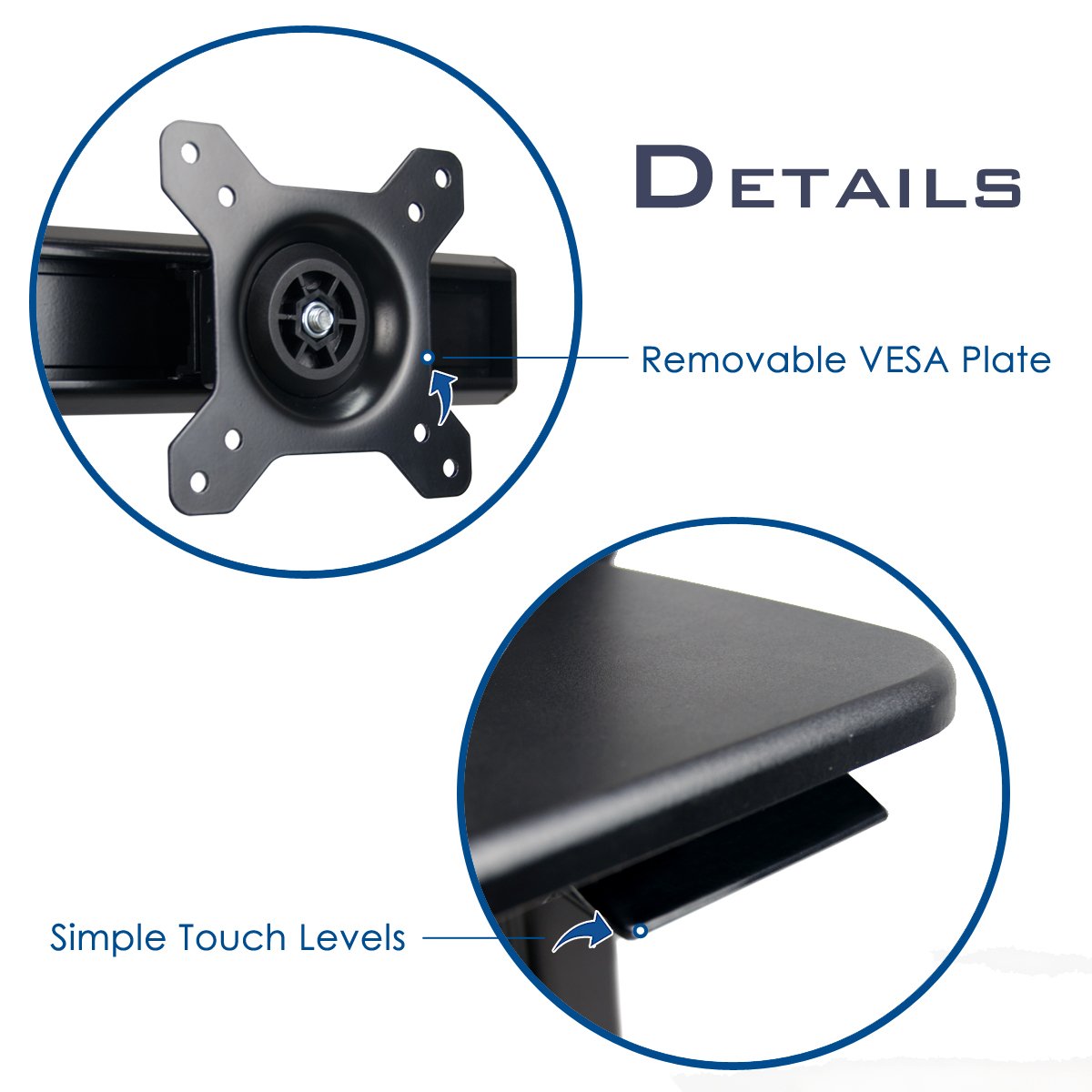 Dual Monitor Desk Converter, Adjustable Standing Desk Converter, Standing Desk Workstation with VESA Mount, Black