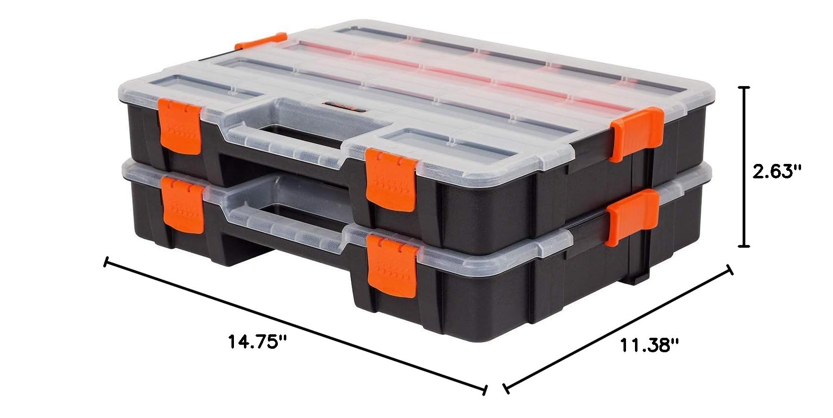 HDX 320034 Interlocking Black Small Parts Organizer for Fasteners and Crafts w/ Removable Dividers (2 Pack)