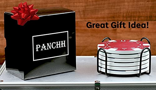PANCHH Man Cave Coasters with Holder for Drinks & Manly Decor - Cool Kitchen Stuff, Best Housewarming & Birthday Gifts for Men, Guys, Male Best Friend – Casino Theme, Fun Poker Coasters- Home Bar