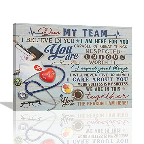 In This Office Canvas Wall Art Nurse Cap Stethoscope Painting For Wall Medical Staff Team Prints Dear My Team Nurses Gifts Artwork Inspirational Quotes Poster Framed Wall Decor For Office Decoration