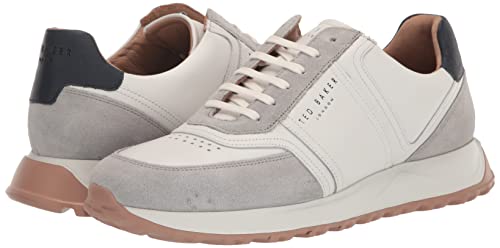 Ted Baker Men's FRAYNEY Leather and Suede Sneaker, Navy, 10