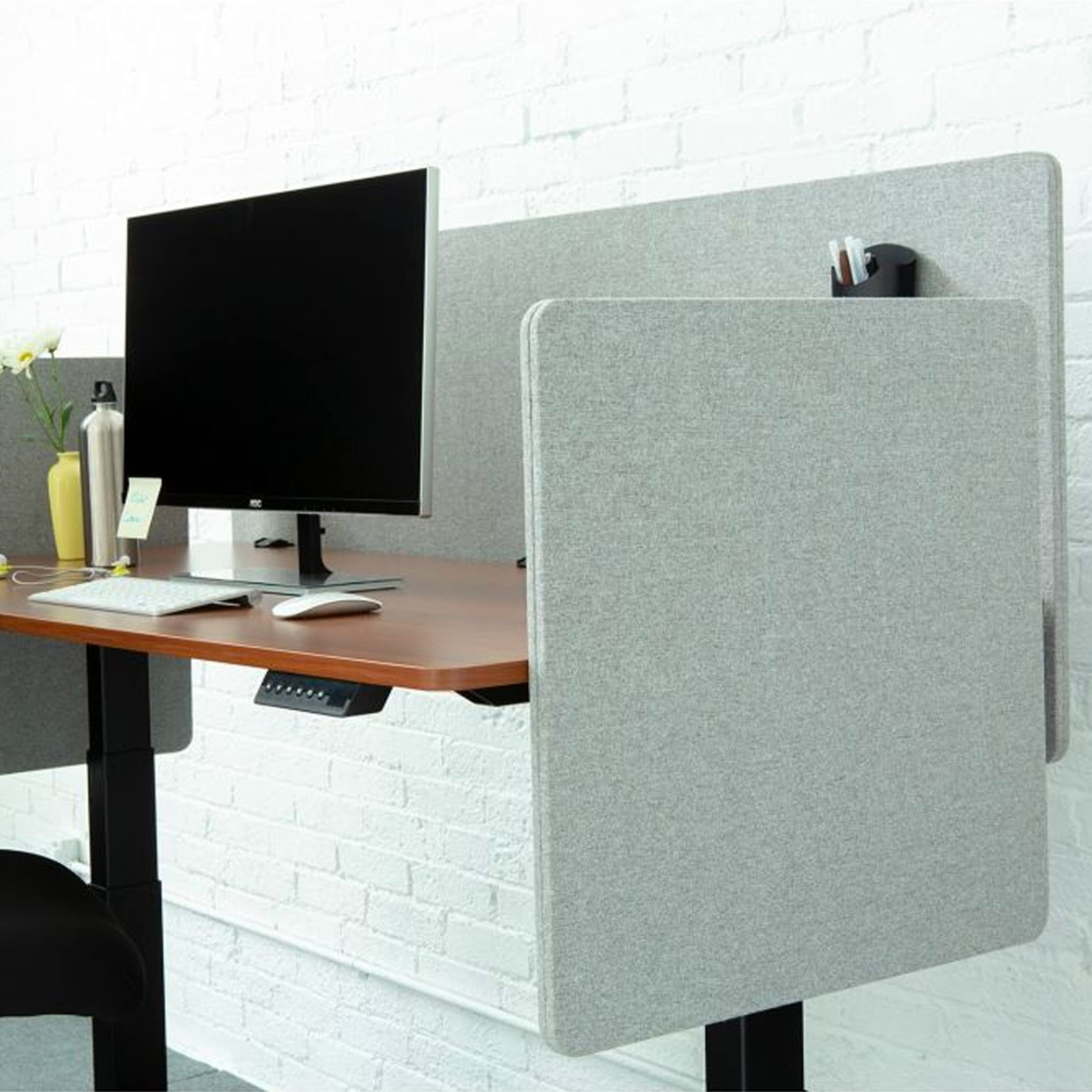 Stand Up Desk Store ReFocus Clamp-on Acoustic Desk Divider Privacy Panel That Reduces Noise and Visual Distractions (Cool Gray, 47.25" X 23.6")