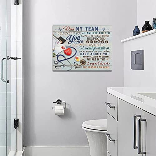 In This Office Canvas Wall Art Nurse Cap Stethoscope Painting For Wall Medical Staff Team Prints Dear My Team Nurses Gifts Artwork Inspirational Quotes Poster Framed Wall Decor For Office Decoration