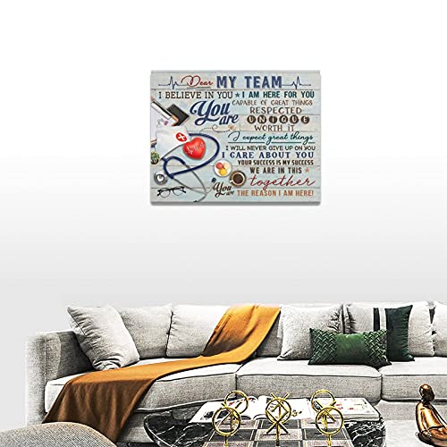 In This Office Canvas Wall Art Nurse Cap Stethoscope Painting For Wall Medical Staff Team Prints Dear My Team Nurses Gifts Artwork Inspirational Quotes Poster Framed Wall Decor For Office Decoration