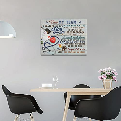 In This Office Canvas Wall Art Nurse Cap Stethoscope Painting For Wall Medical Staff Team Prints Dear My Team Nurses Gifts Artwork Inspirational Quotes Poster Framed Wall Decor For Office Decoration