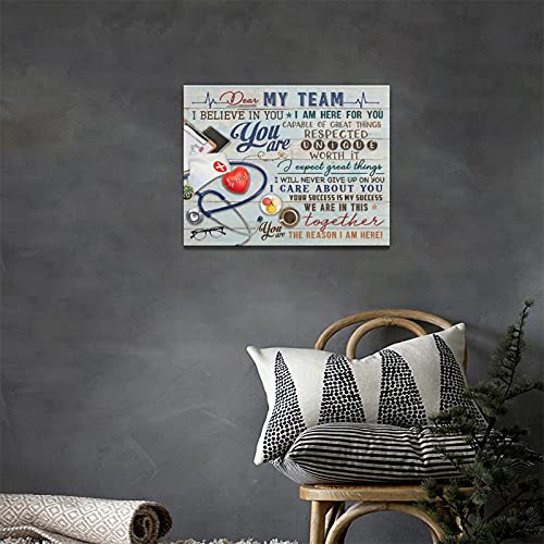In This Office Canvas Wall Art Nurse Cap Stethoscope Painting For Wall Medical Staff Team Prints Dear My Team Nurses Gifts Artwork Inspirational Quotes Poster Framed Wall Decor For Office Decoration