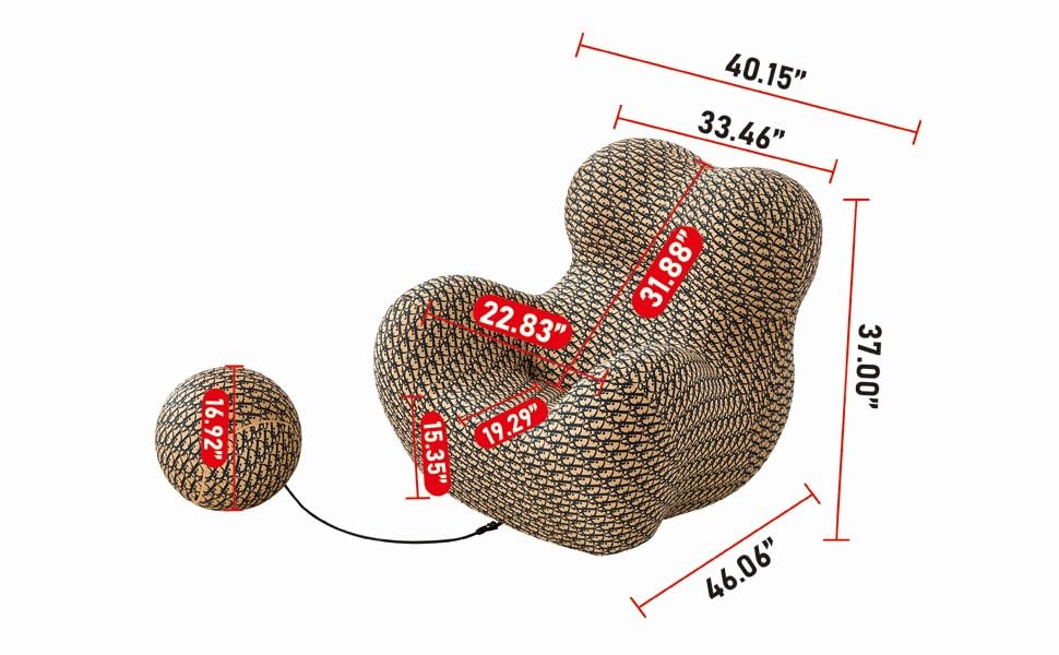 Tosaronia Modern Lazy Sofa Fireside Chair Floor Sofa B&B Italia Minimalist High-Density Foam Floor Couch Upholstered Lazy Couch Bubble Couch for Living Room Bedroom Brown