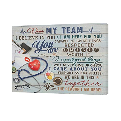 In This Office Canvas Wall Art Nurse Cap Stethoscope Painting For Wall Medical Staff Team Prints Dear My Team Nurses Gifts Artwork Inspirational Quotes Poster Framed Wall Decor For Office Decoration