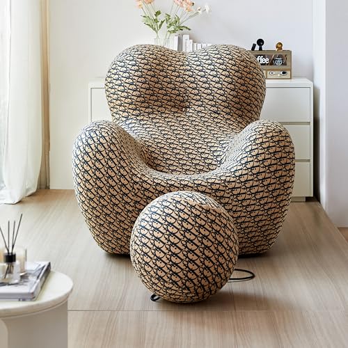 Tosaronia Modern Lazy Sofa Fireside Chair Floor Sofa B&B Italia Minimalist High-Density Foam Floor Couch Upholstered Lazy Couch Bubble Couch for Living Room Bedroom Brown