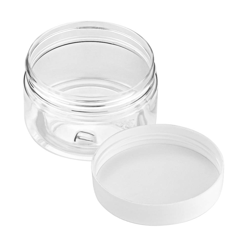 WYKOO 12 Pack 4 OZ Plastic Jars Round Clear Cosmetic Container Jars with Lids, Wide Mouth Empty Slime Jars, Refillable Clear Travel Storage Jars for Kitchen Use Beauty Products Sample